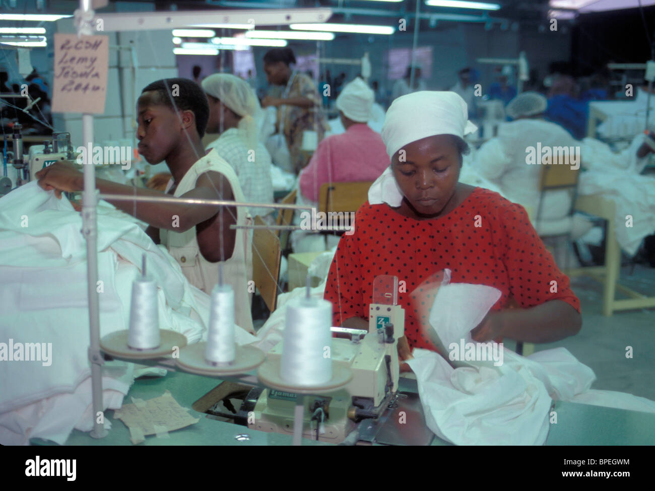 HAITI WORKERS AT A GARMENT FACTORY. FREE ENTERPRISE ZONE. PORT AU ...