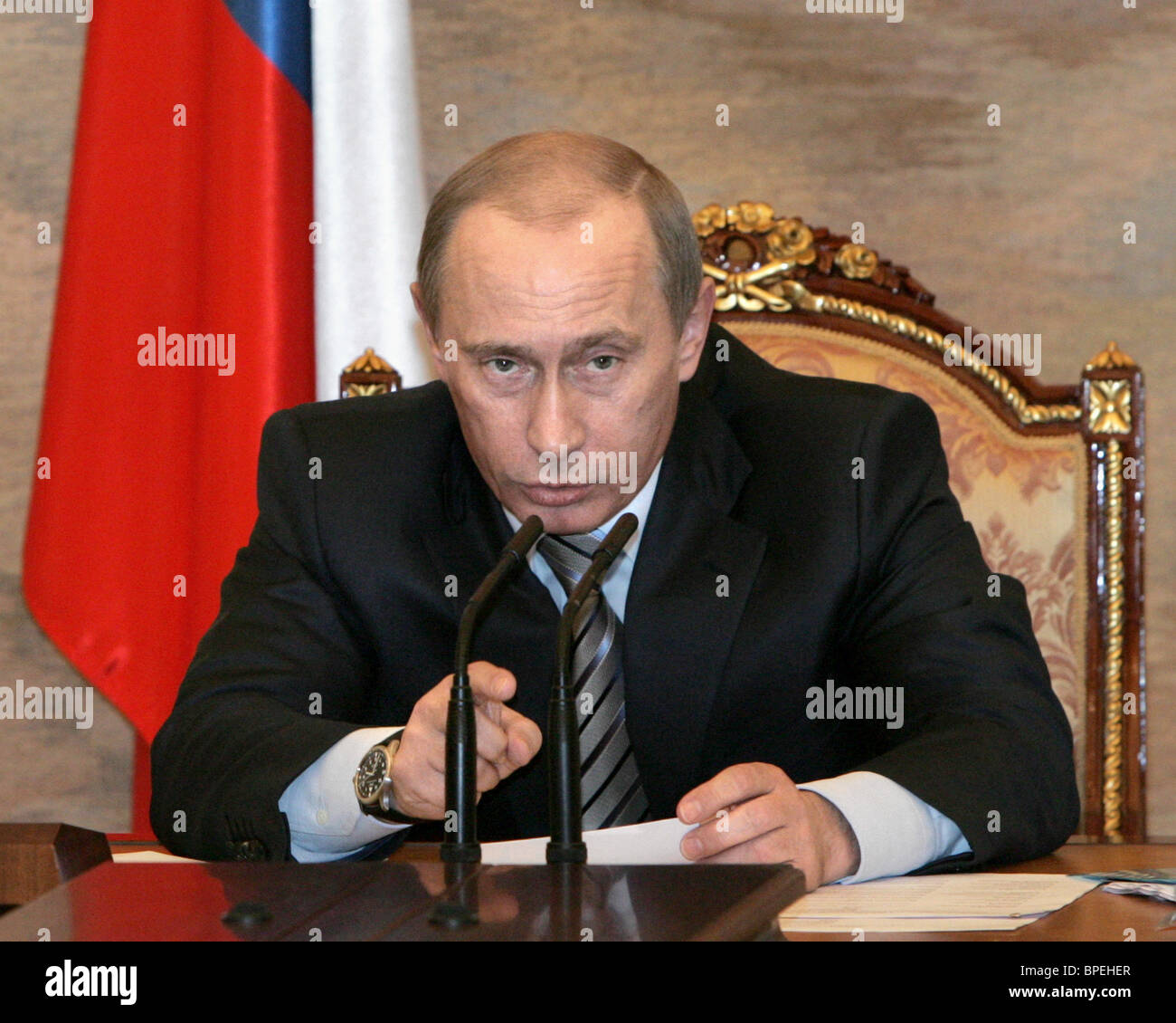 President Putin Chairs Cabinet Meeting High Resolution Stock ...