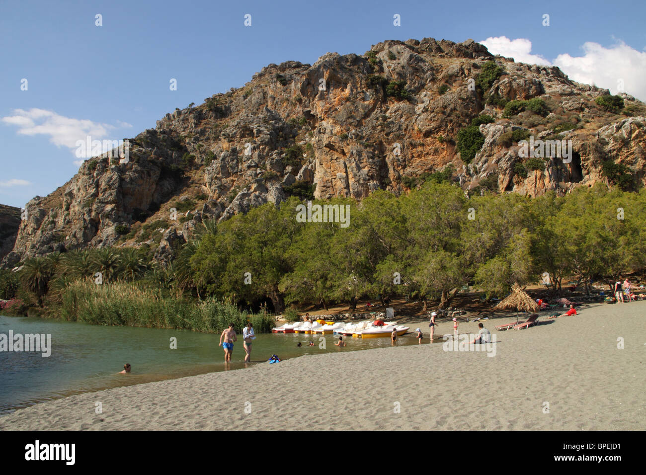 Palm Forest, Preveli Beach, Rethymno Prefecture, Crete, Greece Stock ...