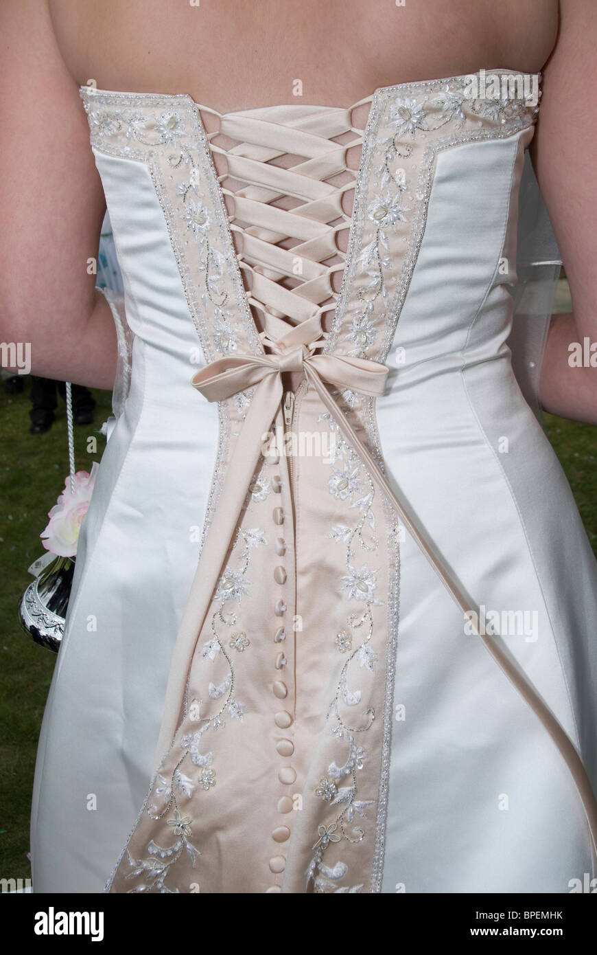 back detail of wedding dress Stock Photo - Alamy