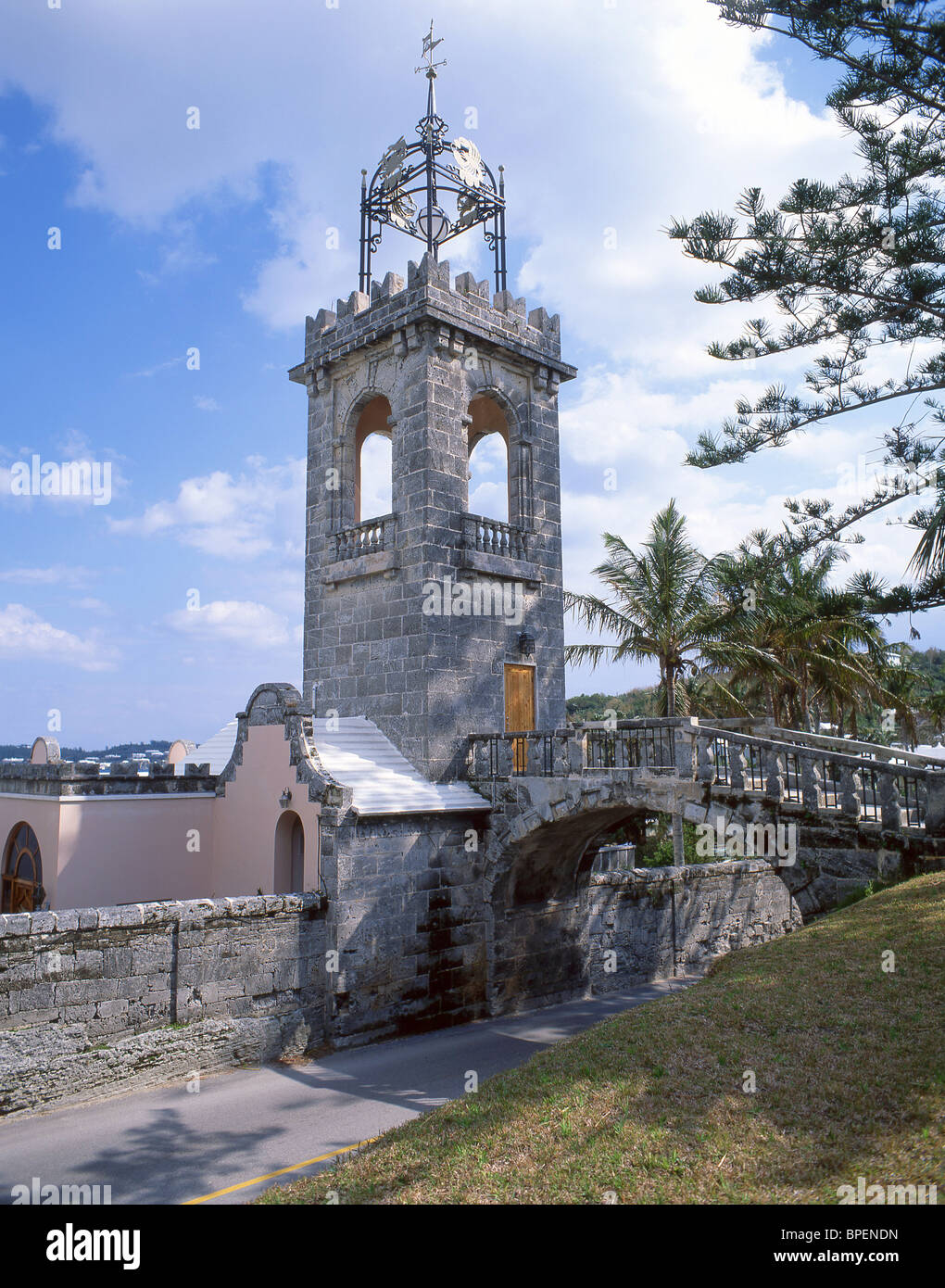 Historic tower, Flatt's Village, Smith's Parish, Bermuda Stock Photo ...