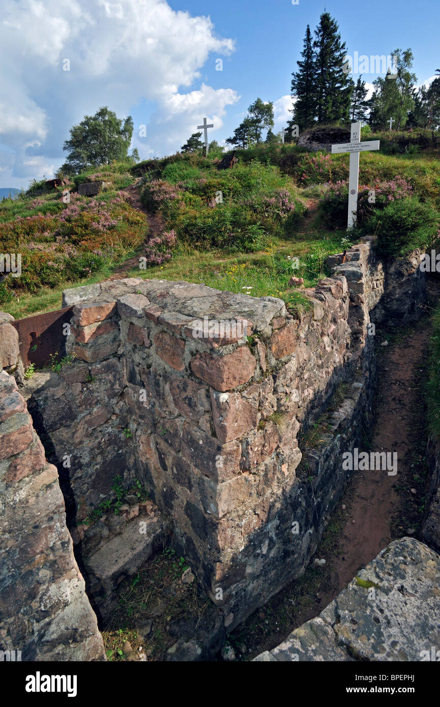 German WW1 trenches at the First World War One battlefield Le Linge at ...