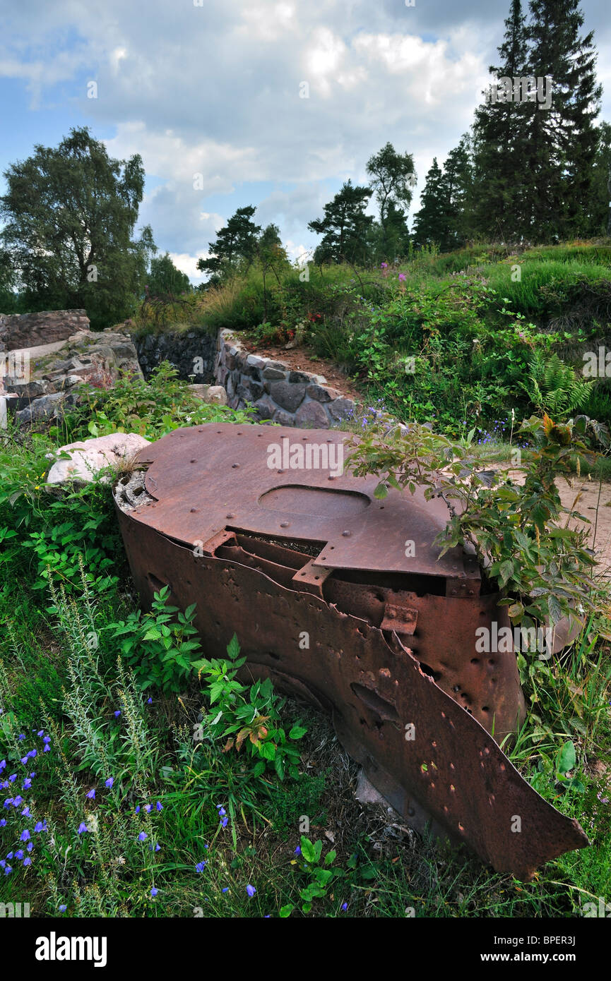 WW1 bullet holes in iron observation turret from trench at the First ...