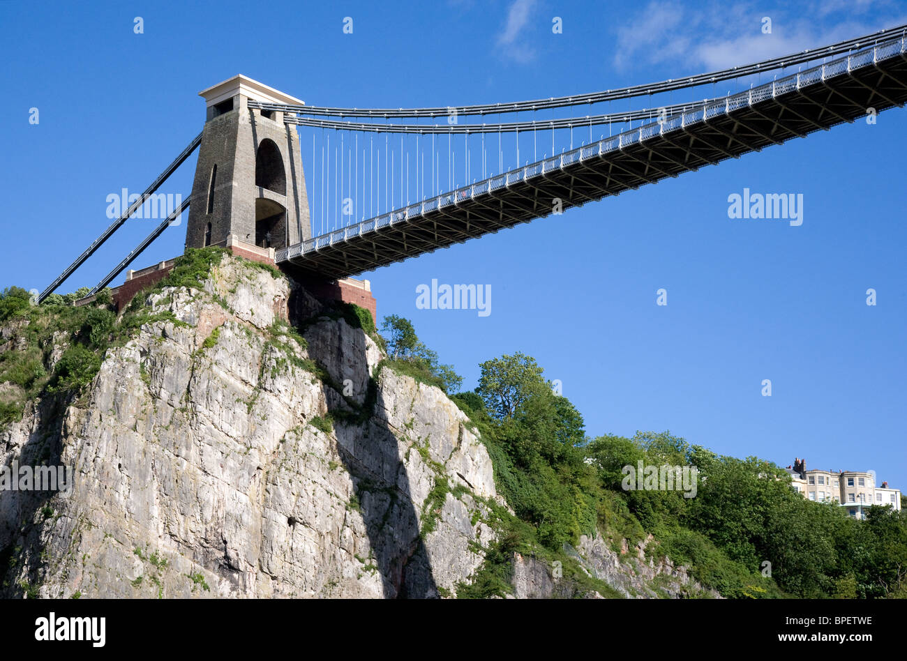 Clifton Suspension Bridge spanning the Avon gorge viewed from river ...