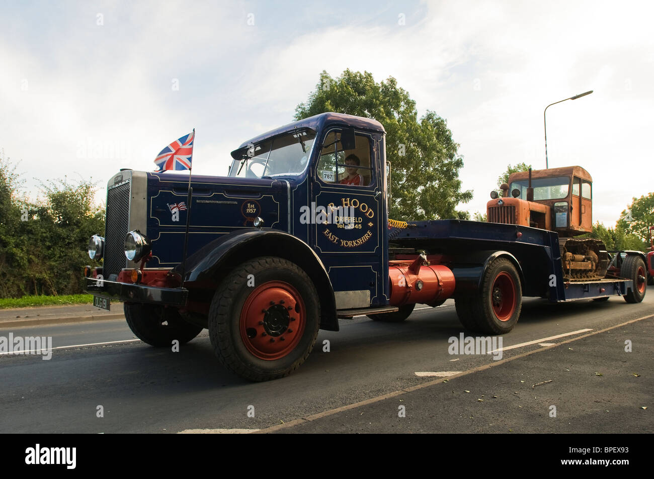A vintage lorry, with trailer, parades through the streets of Driffield ...