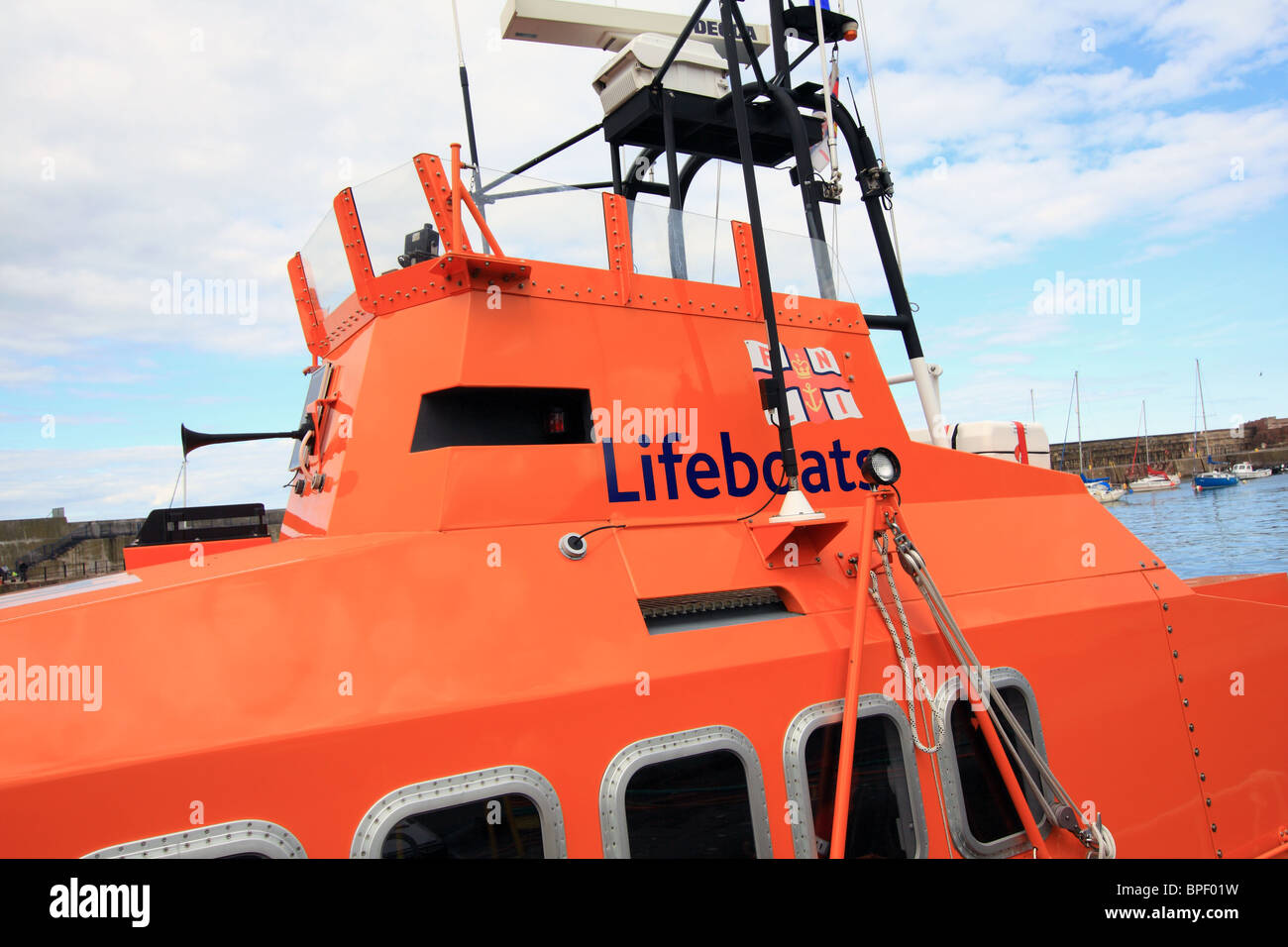 Close up of a lifeboat, Dunbar harbour, East Lothian,Scotland Stock ...