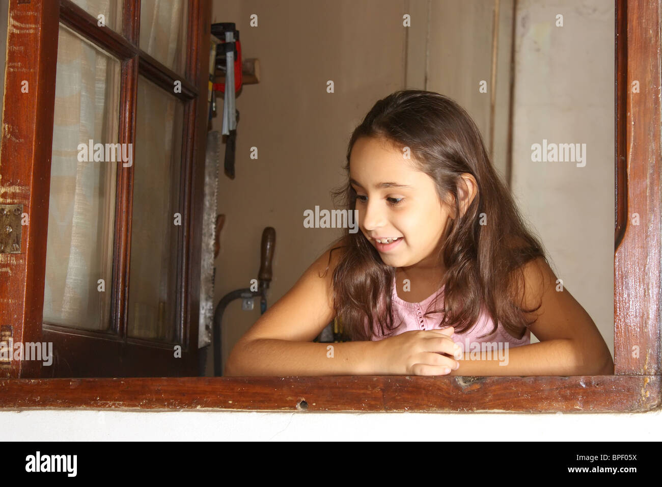 girl in the window Stock Photo - Alamy