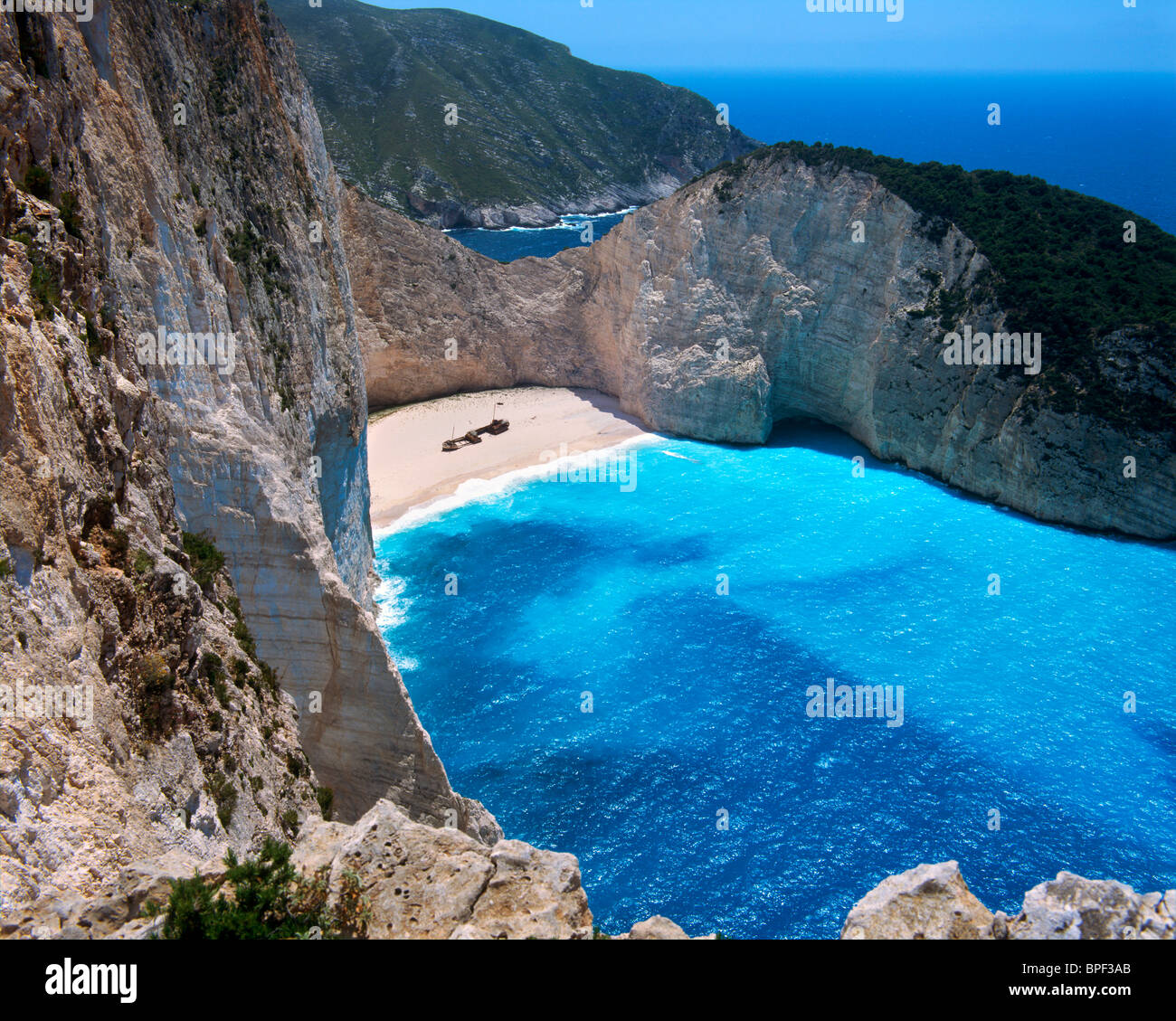 View over Smugglers Cove Shipwreck, Zakynthos (Zante), Ionian Islands ...
