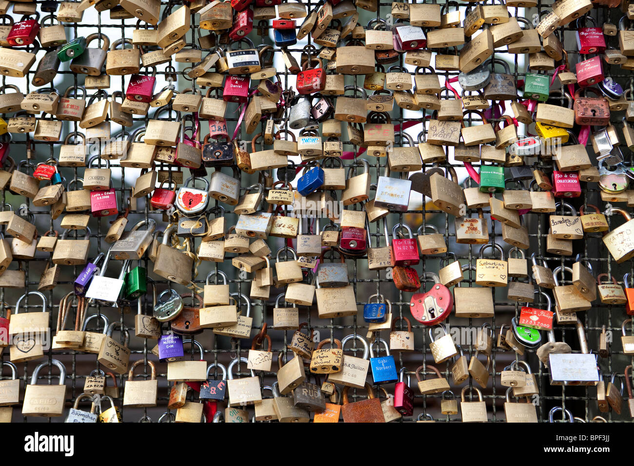 thousands of love - padlocks are hanging at the Hohenzollern Bridge in ...
