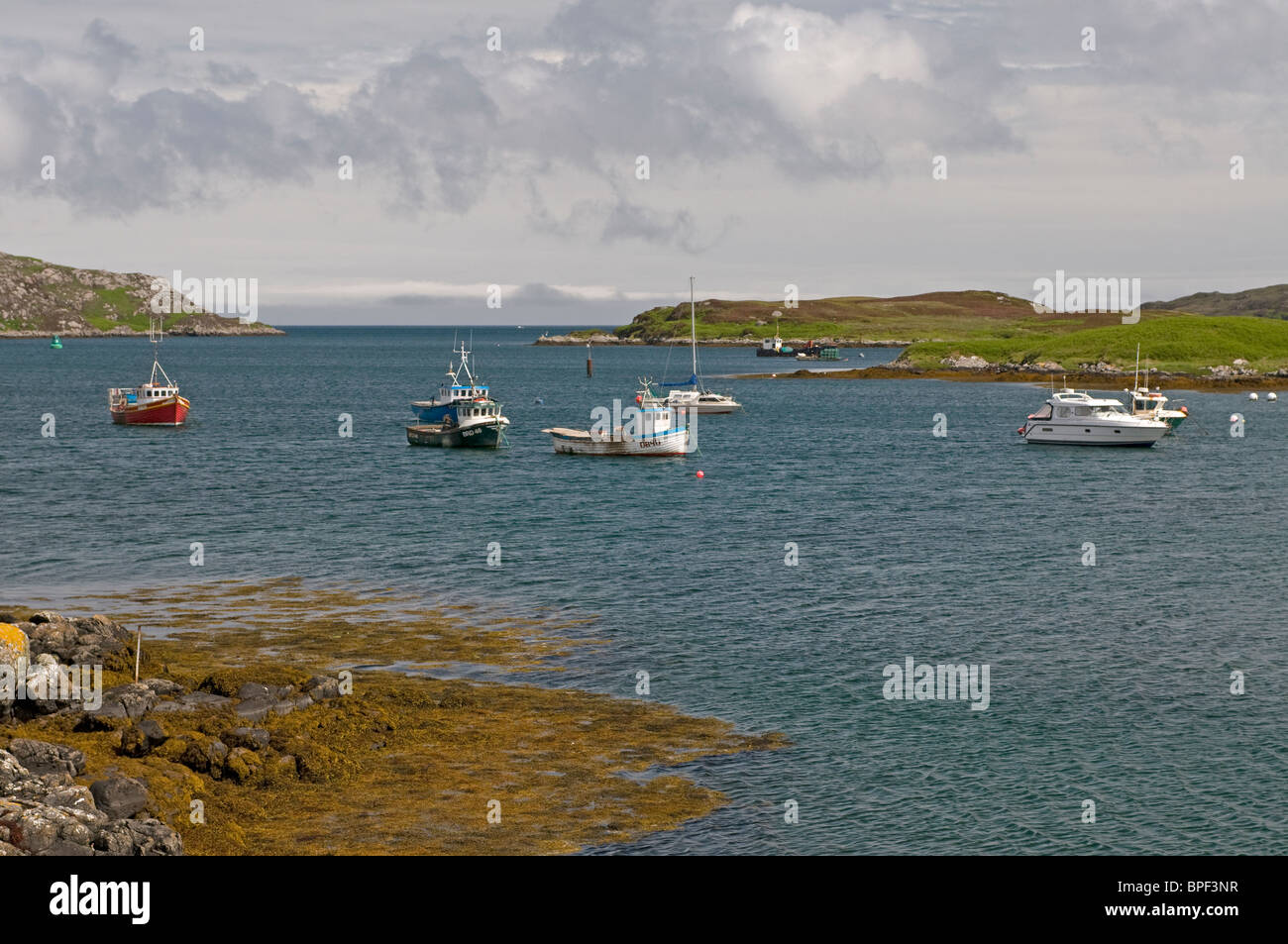 Lochboisdale small boat moorings, South Uist, Outer Hebrides, Scotland ...