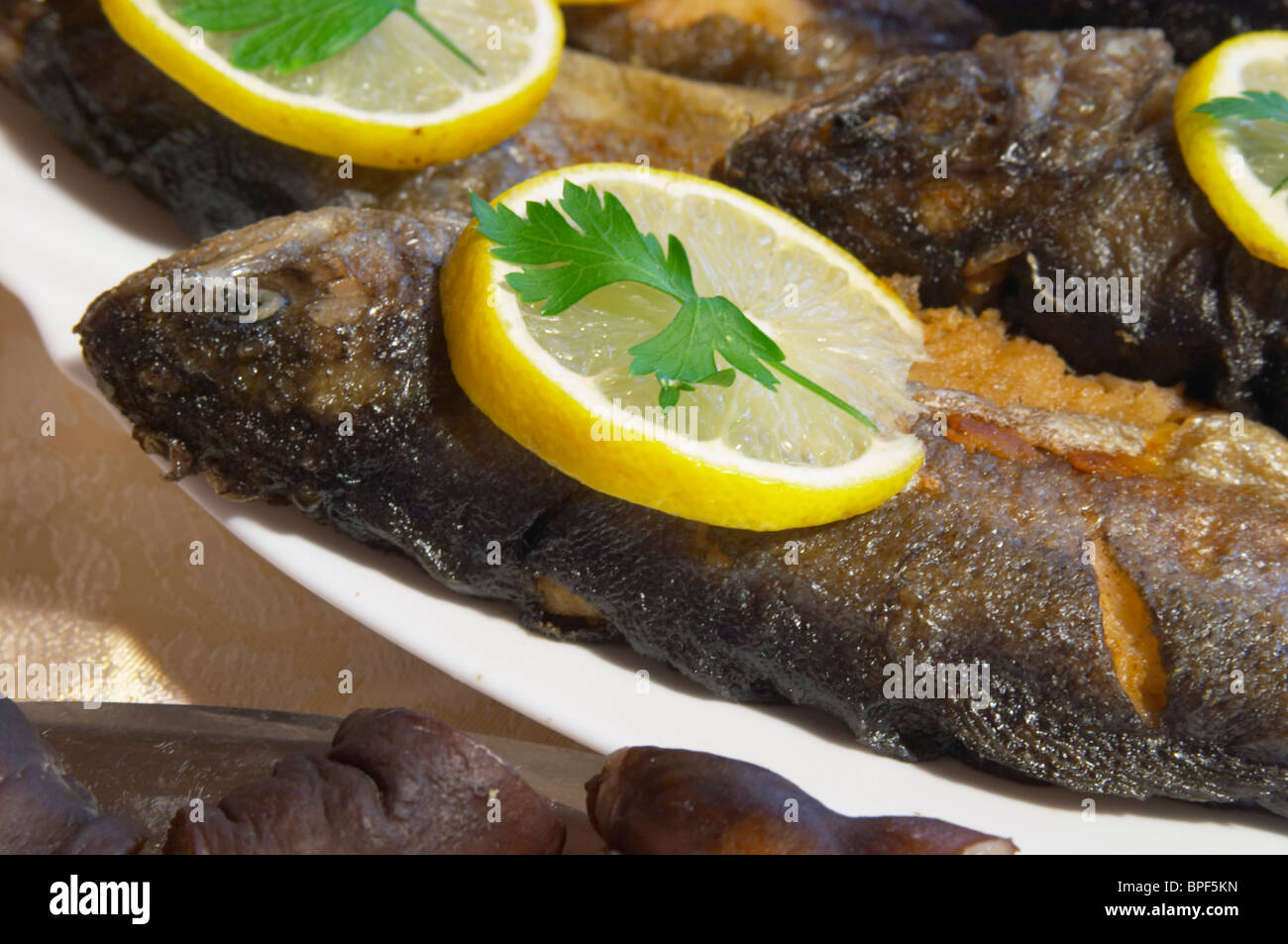 Smoked fish fried sausages hi-res stock photography and images - Alamy