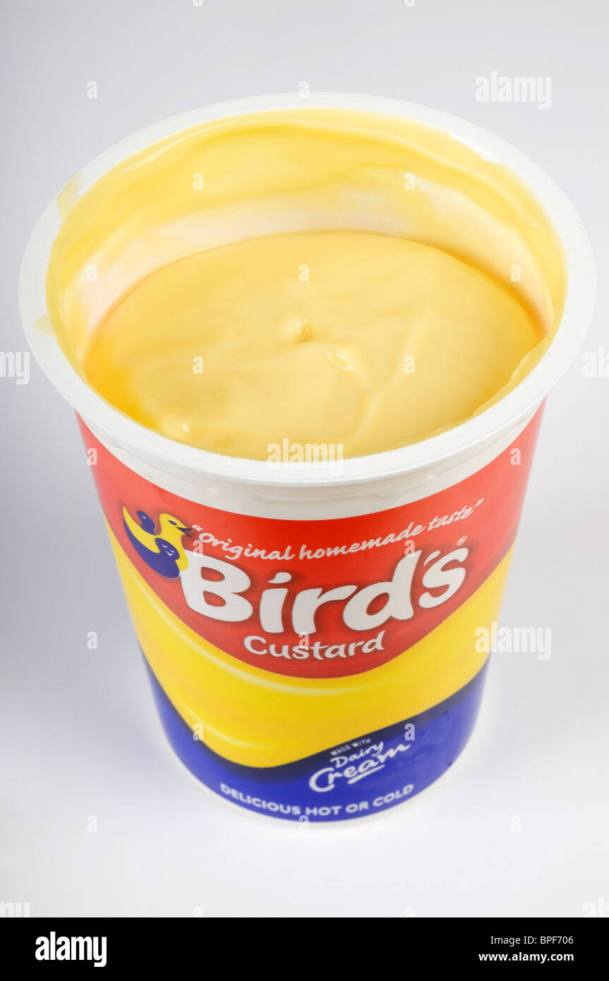 Birds ready made custard Stock Photo - Alamy