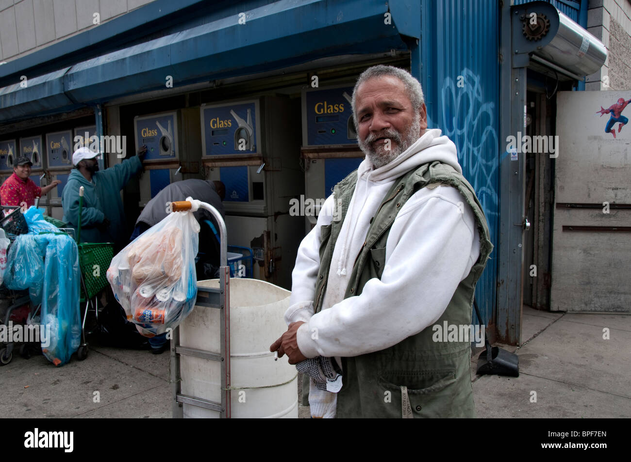Can and bottle recycling center in Harlem New York City where homeless ...