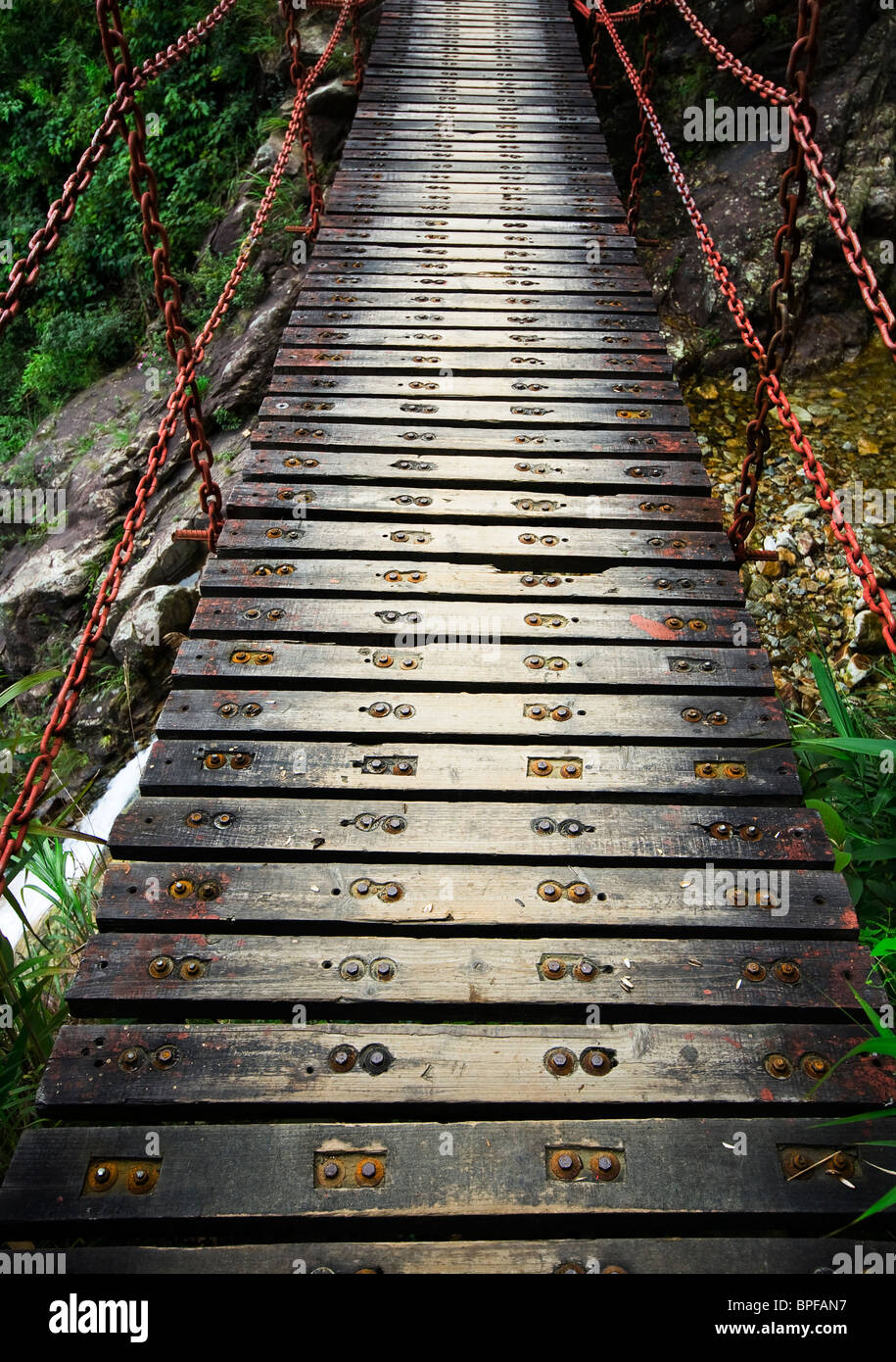 wood drawbridge in hong kong at summer Stock Photo - Alamy