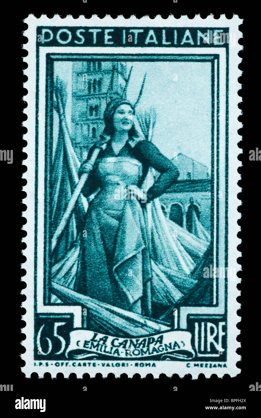 ITALY - CIRCA 1955: A postage stamp printed in Italy of a woman in a ...