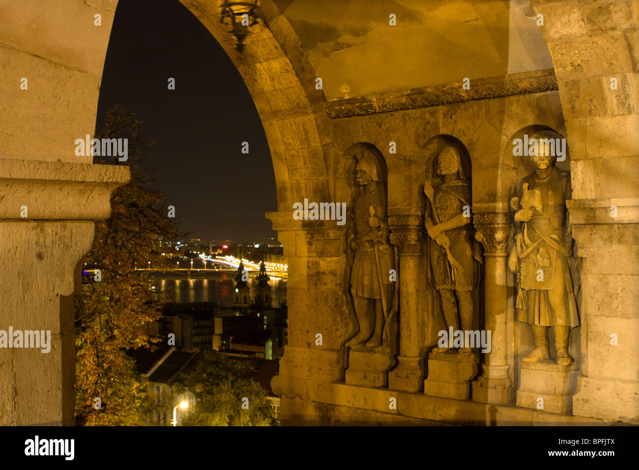 Budapest - statue from walls in the night Stock Photo - Alamy