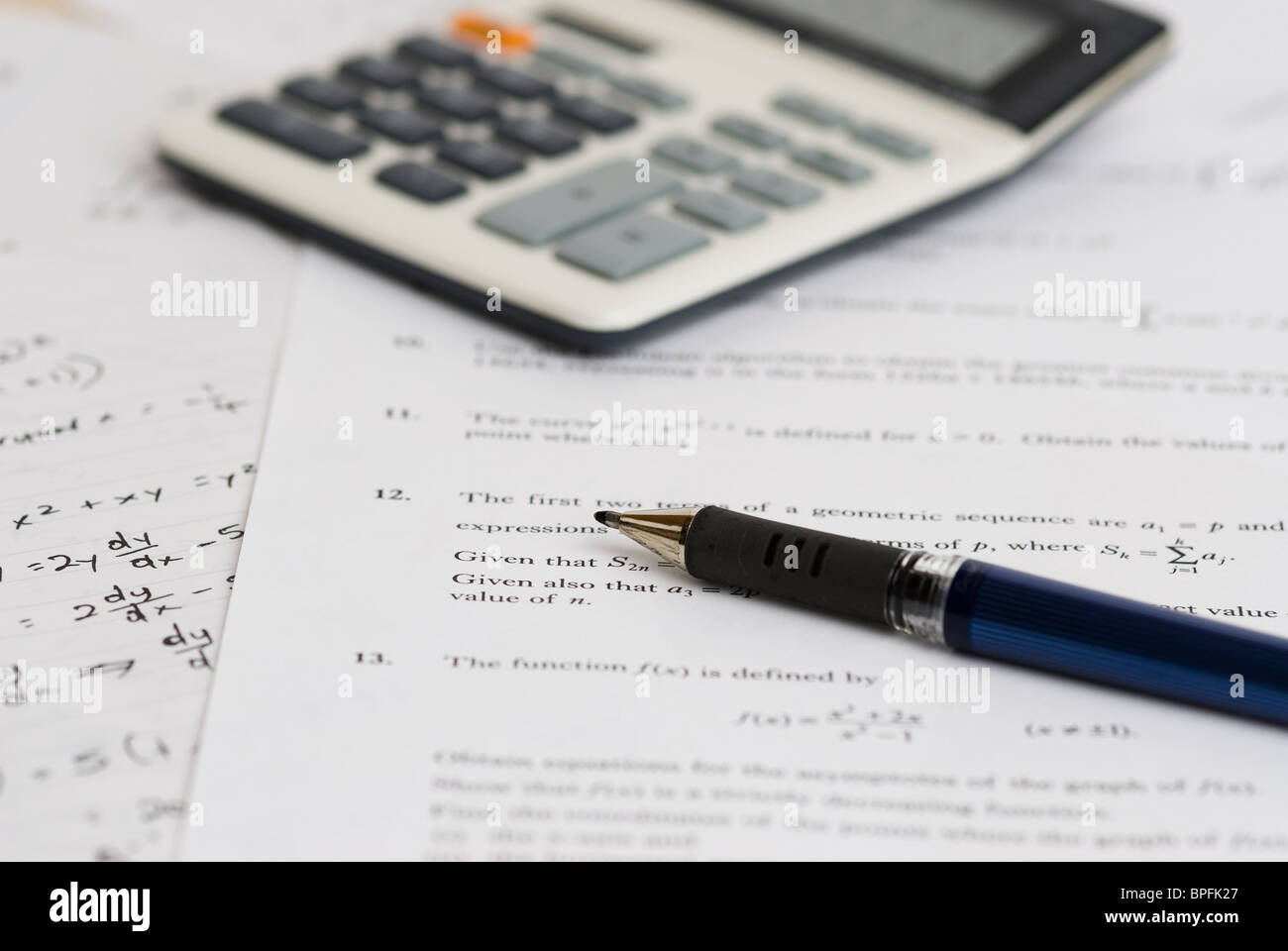 Mathematics questions with rough written answers Stock Photo - Alamy
