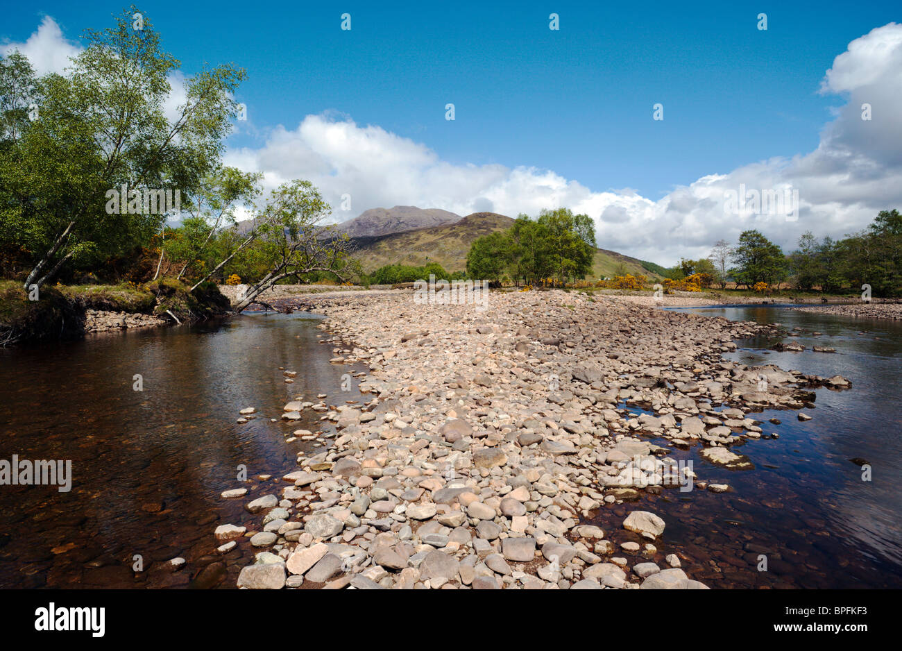 Confluence of two rivers forming the River Carron Glencarron Wester ...