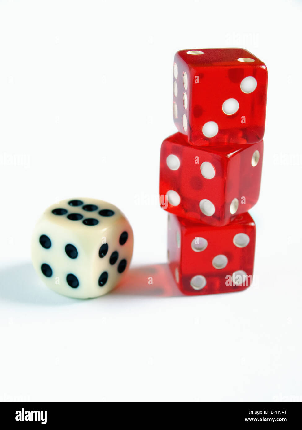 Conceptual image with several dice on a clear background Stock Photo ...