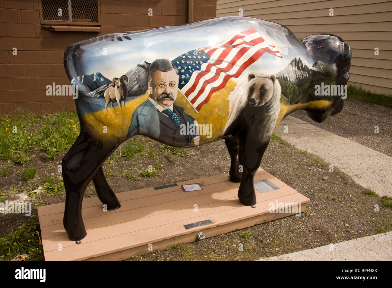 One of a series of painted buffalo as part of an art event at West ...
