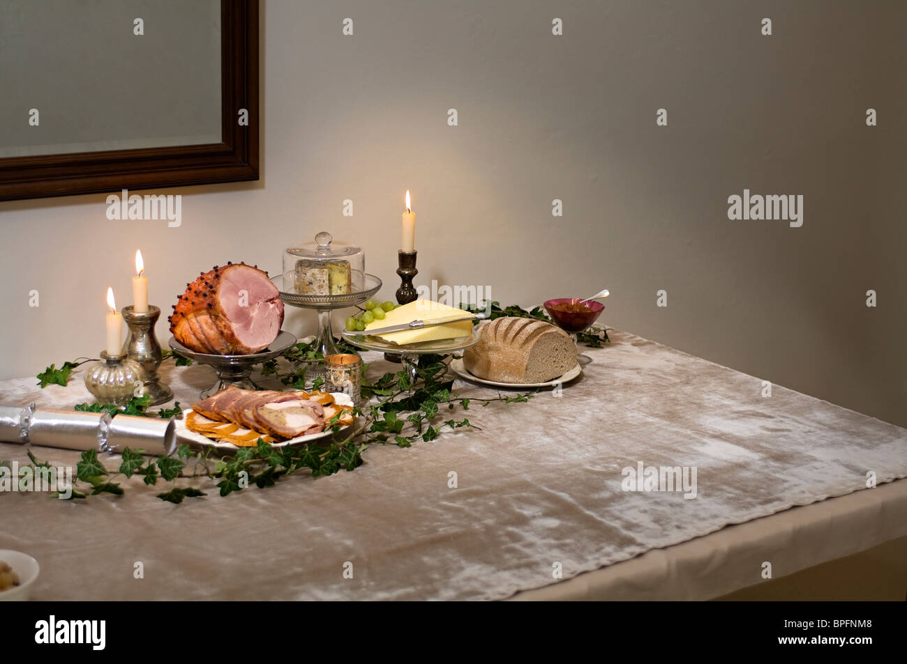 A selection of cold meats at christmas Stock Photo - Alamy