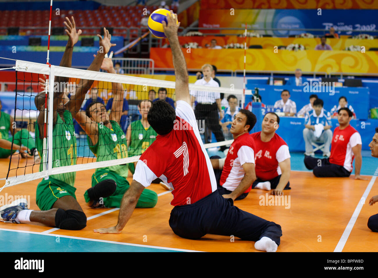 Iran vs. Brazil in men's sitting volleyball at the Paralympic Games in ...