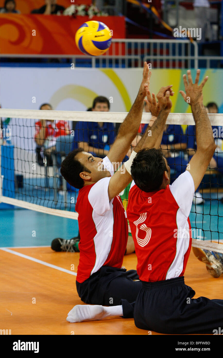 Iran vs. Brazil in men's sitting volleyball at the Paralympic Games in ...