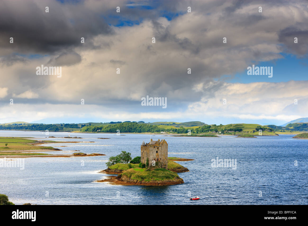 Castle Stalker is a four-storey tower house or keep picturesquely set ...