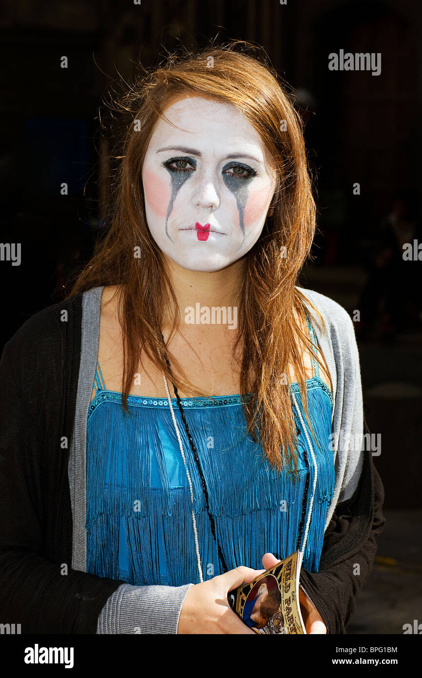 Girl selling her show.( The wild party) Edinburgh festival Stock Photo ...