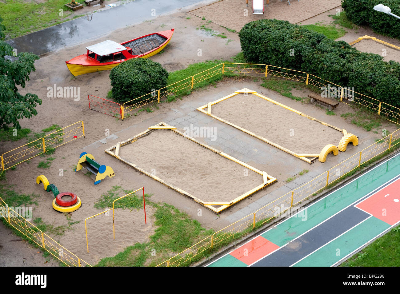 Kids Playground with several attractions and sandboxes Stock Photo - Alamy