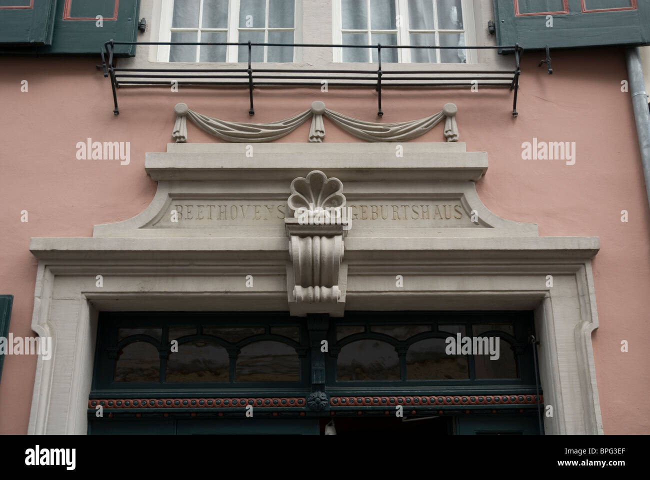 Stone sign on Beethoven's birth house that reads in German 'Beethoven's ...