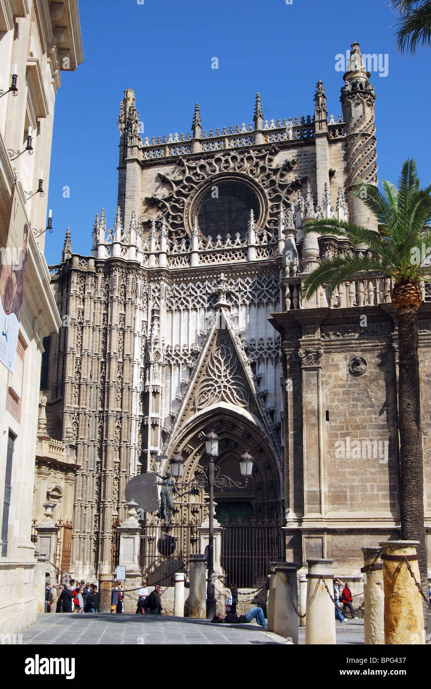 Cathedral - entrance, Seville, Seville Province, Andalucia, Spain ...