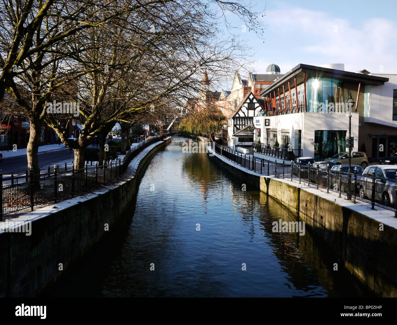 River Witham and Lincoln in winter December 2009 Stock Photo - Alamy