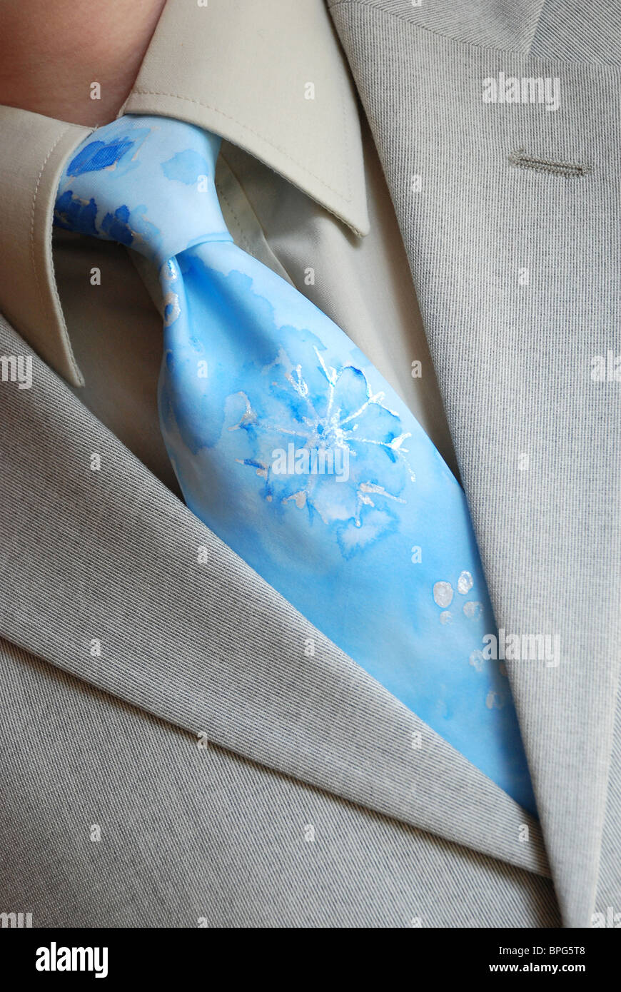 custom designed hand painted light blue tie Stock Photo - Alamy