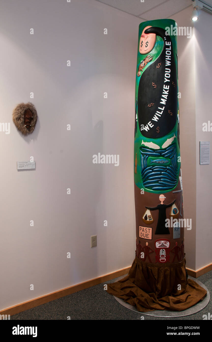 Exxon Shame Pole, Ilanka Cultural Center, Cordova, Alaska Stock Photo ...