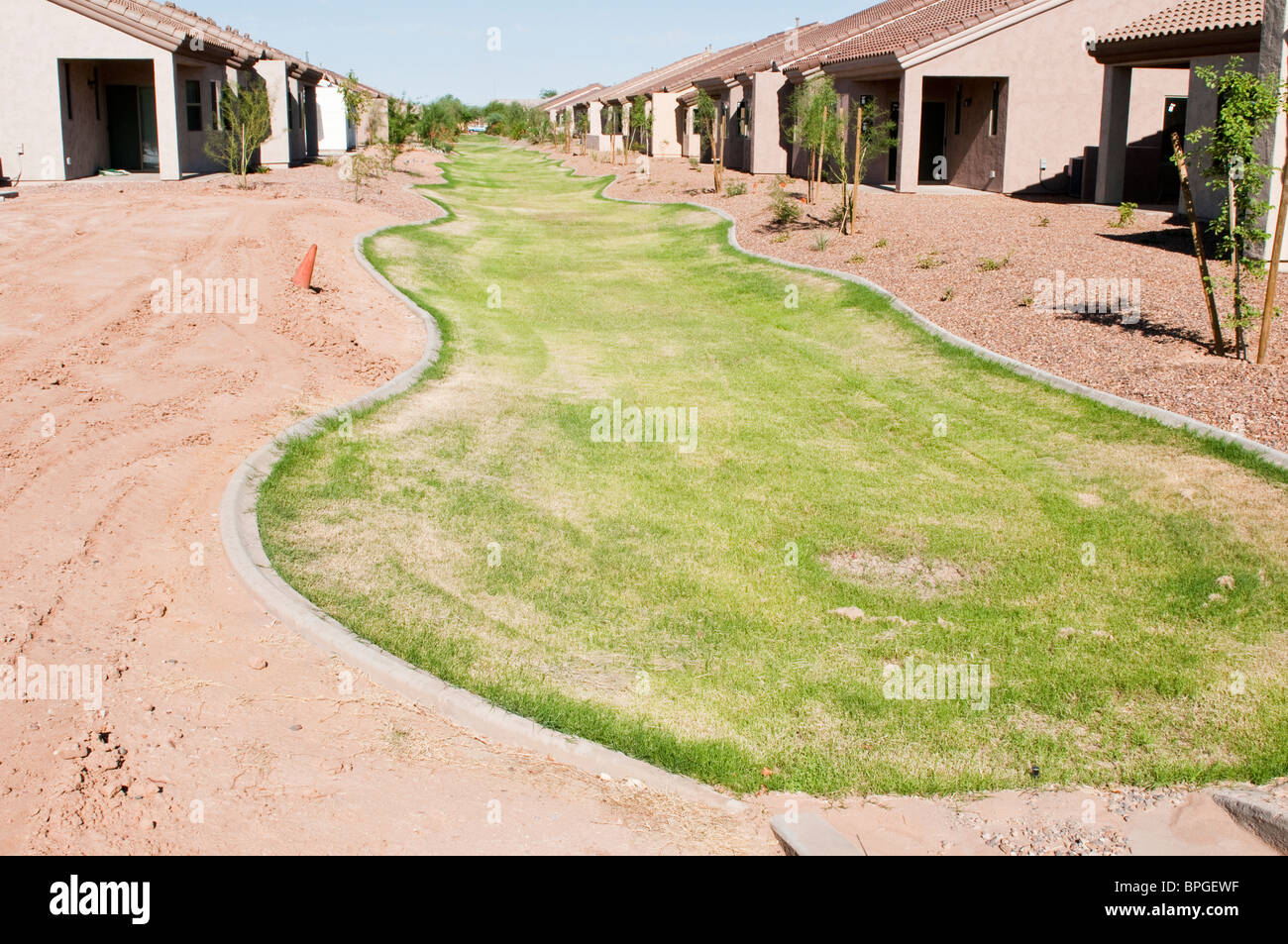 Storm water runoff landscaping in a residential neighborhood Stock ...