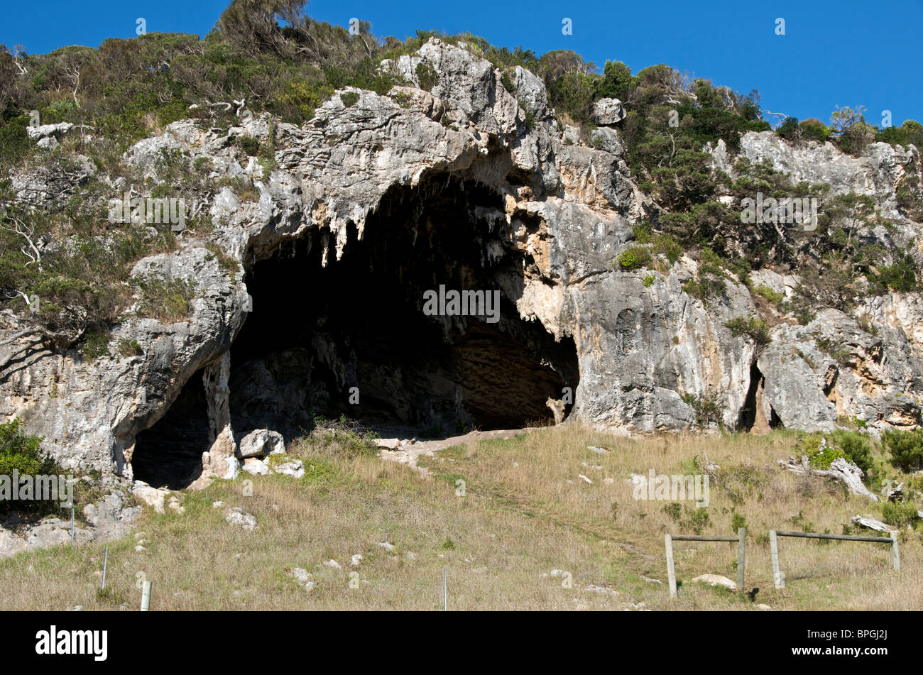 Entrance to limestone cave Bridgewater Lakes Victoria Australia Stock ...