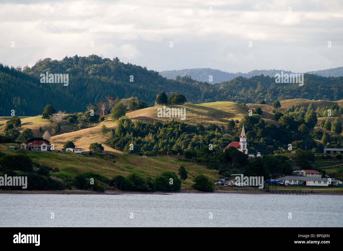 New Zealand , North Island, Rawene, landscape inlet and ferry Stock ...