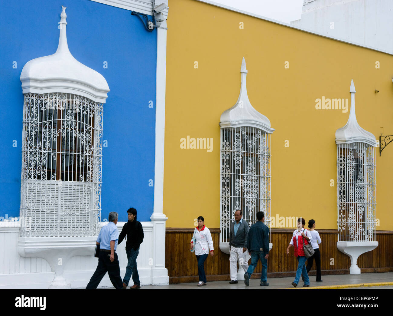 Peru. Trujillo city. Traditional architecture. Colonial art Stock Photo ...