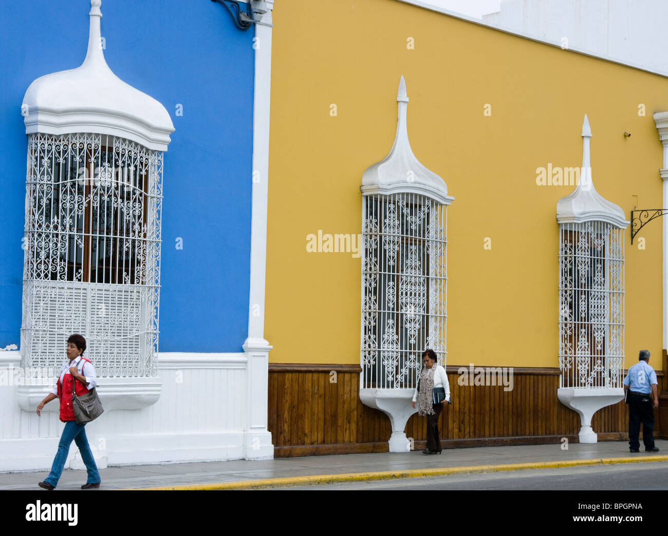 Peru. Trujillo city. Traditional architecture. Colonial art Stock Photo ...