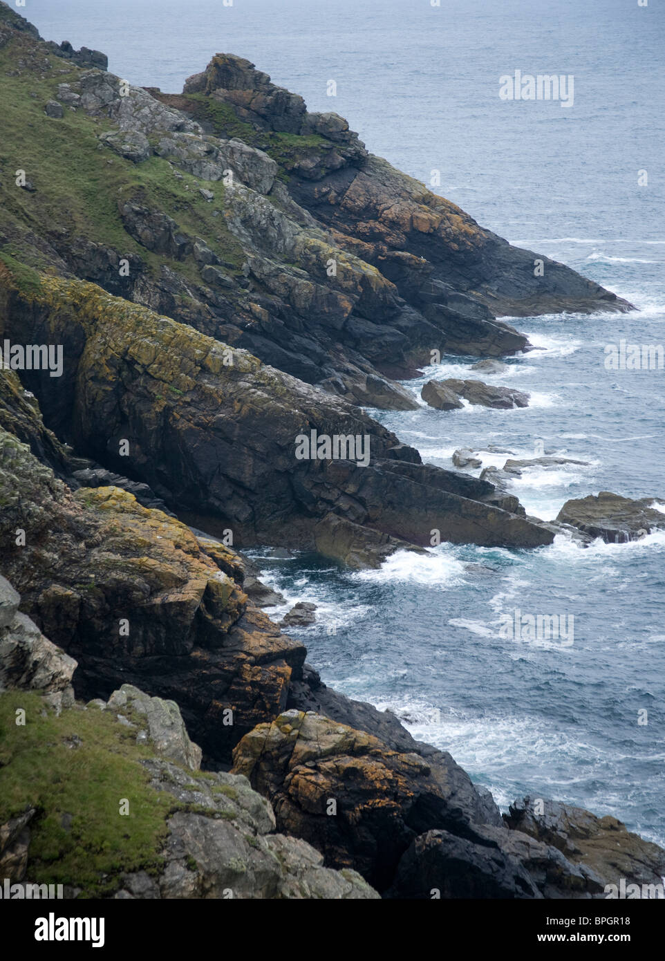 A view of the botallack cliffs from the coastal path in Cornwall Stock ...