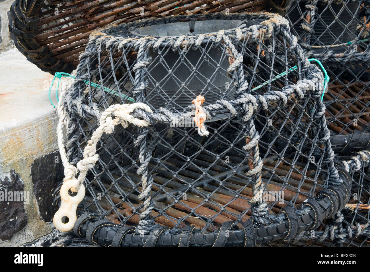 Lobster fishing nets at Mullion Cove Stock Photo - Alamy