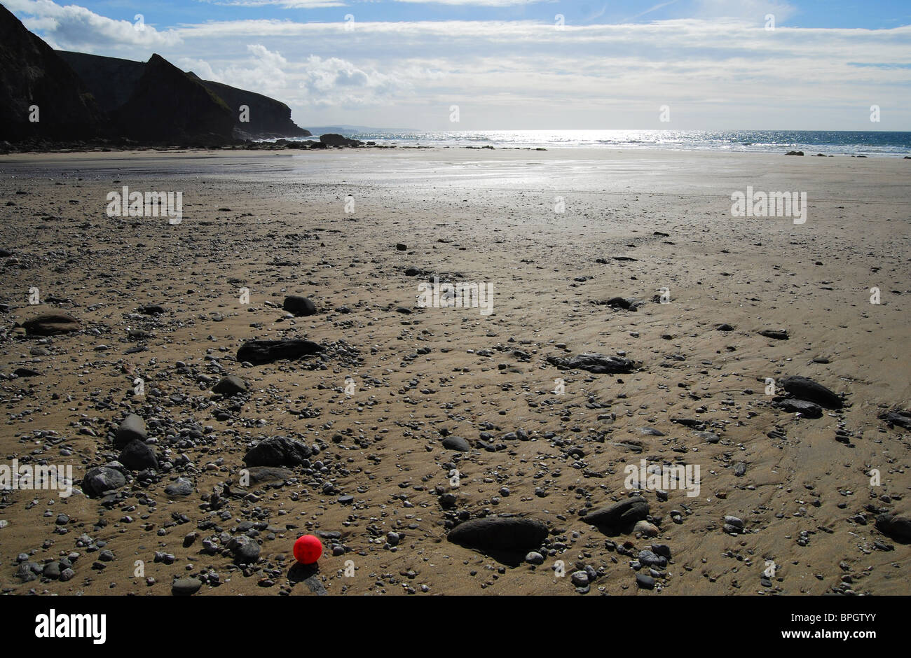 Pink ball on the beach. Cornwall, England Stock Photo - Alamy