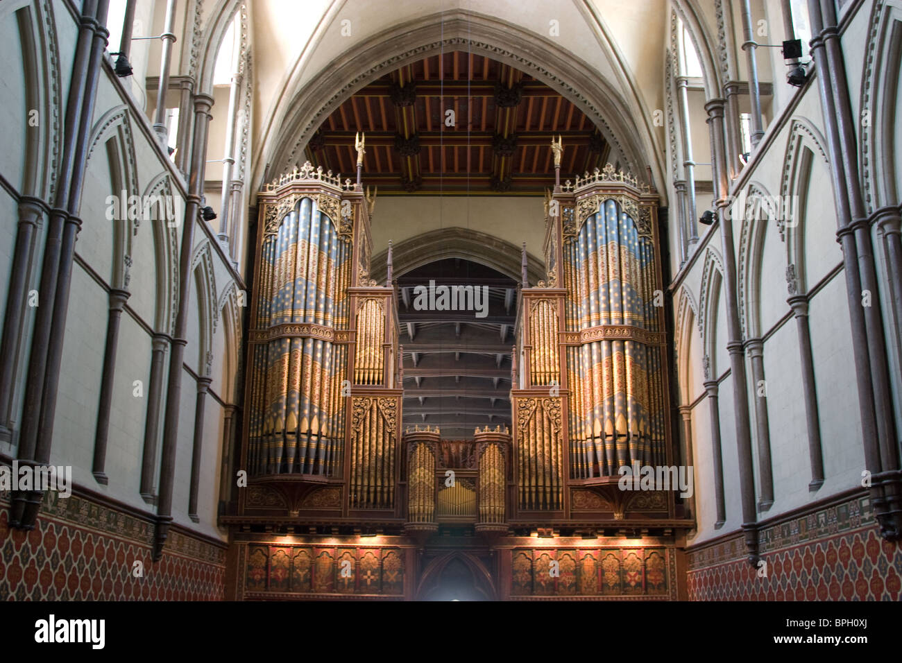 medieval wall ceiling stained glass windows norman Stock Photo - Alamy