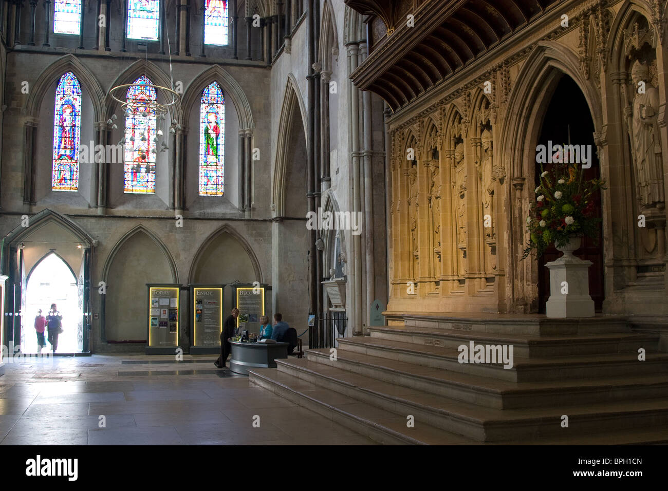 medieval wall ceiling stained glass windows Norman Stock Photo - Alamy