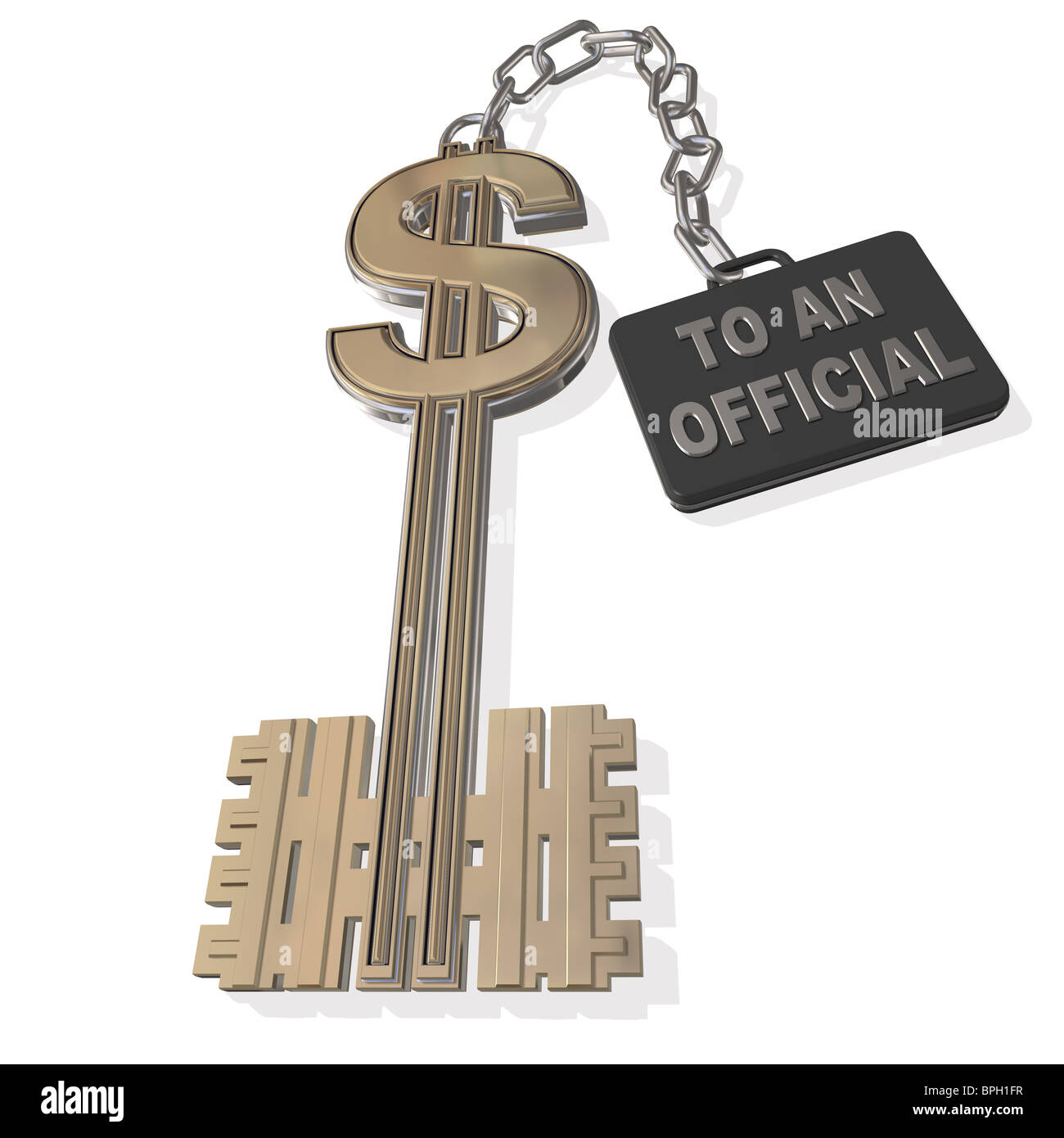 key and key pendent to an official isolated on a white background Stock ...