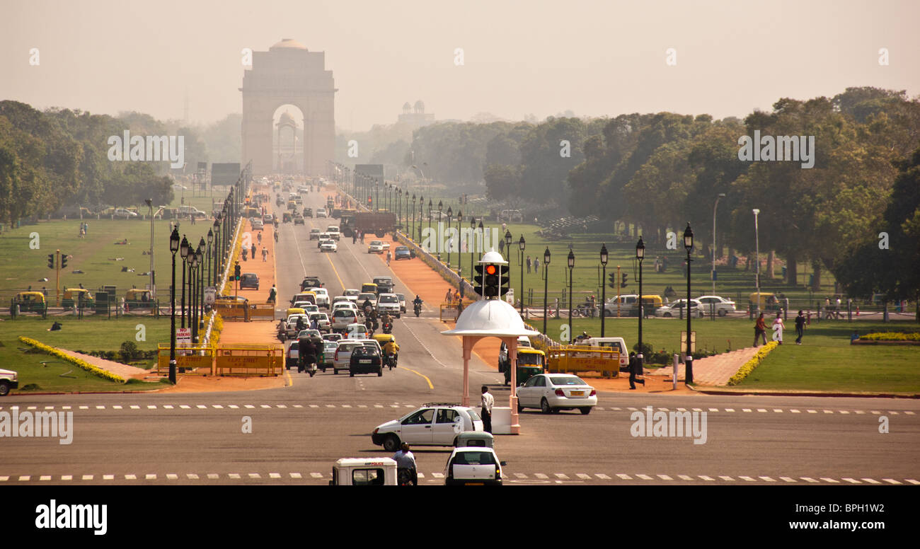 India Gate and area of Indian Parliament New Delhi India Stock Photo ...