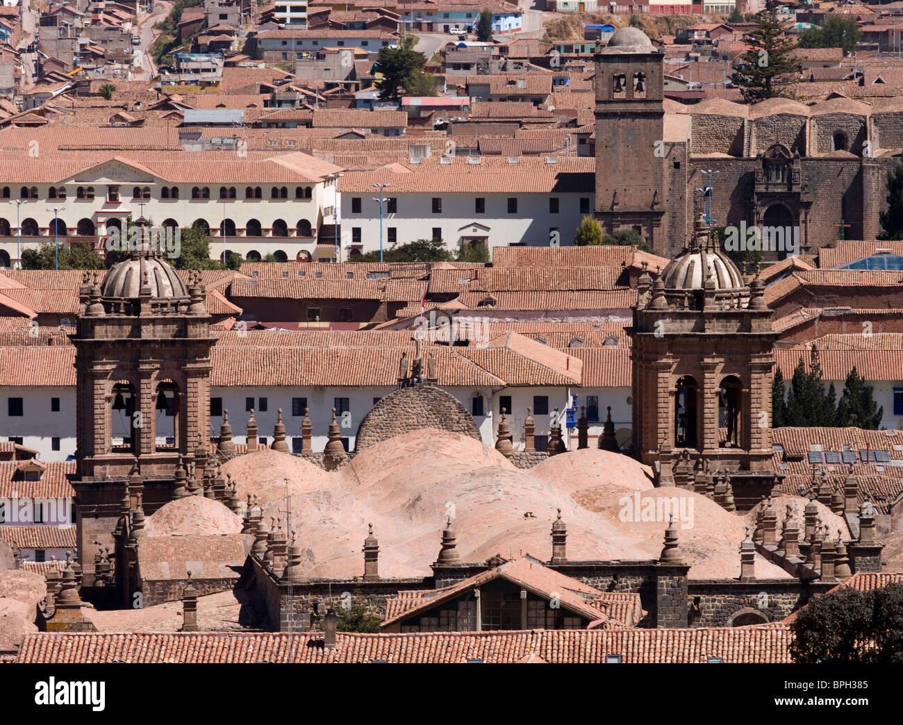 Peru. Cusco. Overview of the historical center of Cusco Stock Photo - Alamy