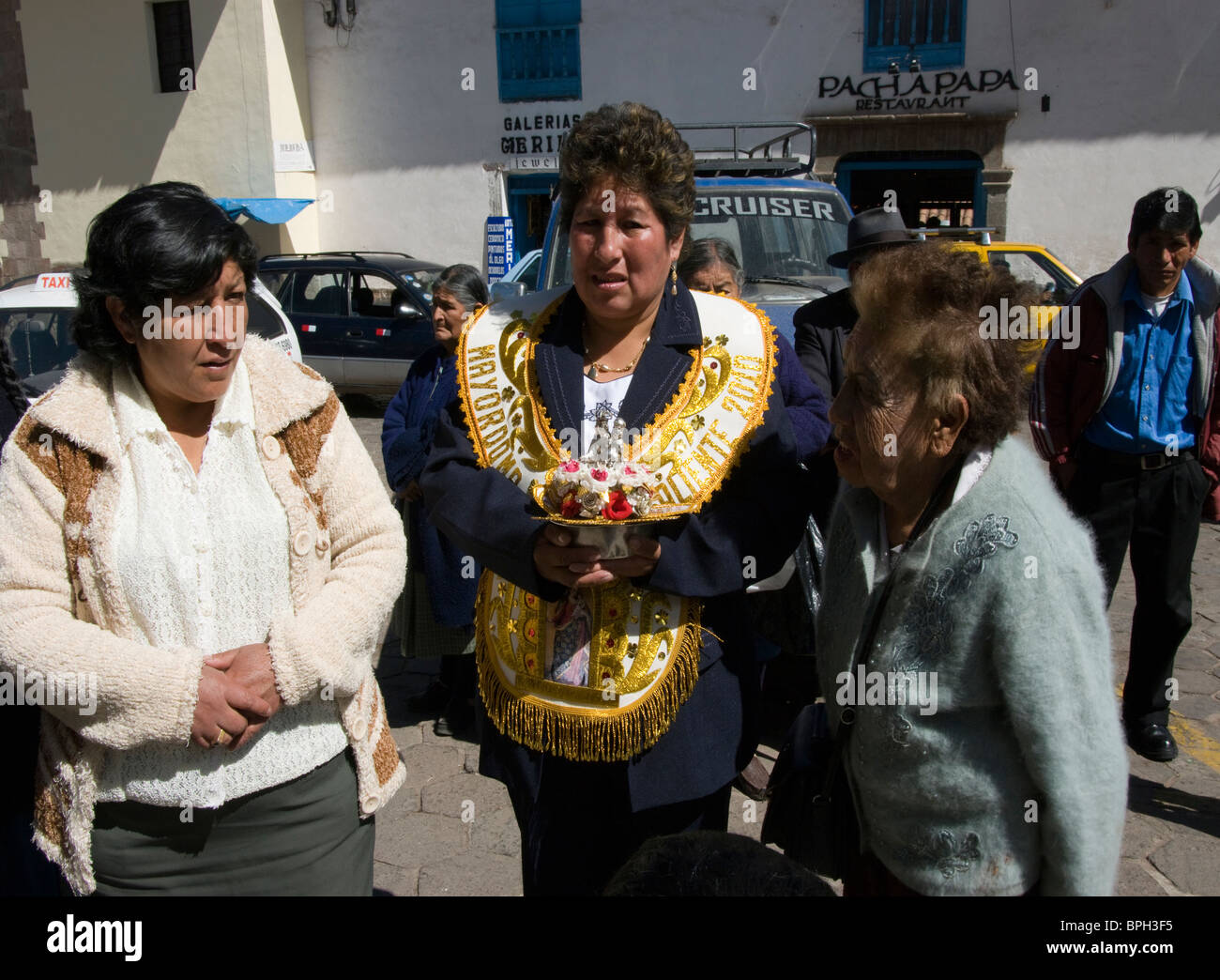 Peru. Cusco. Catholics faithful of Church of San Blas Stock Photo - Alamy