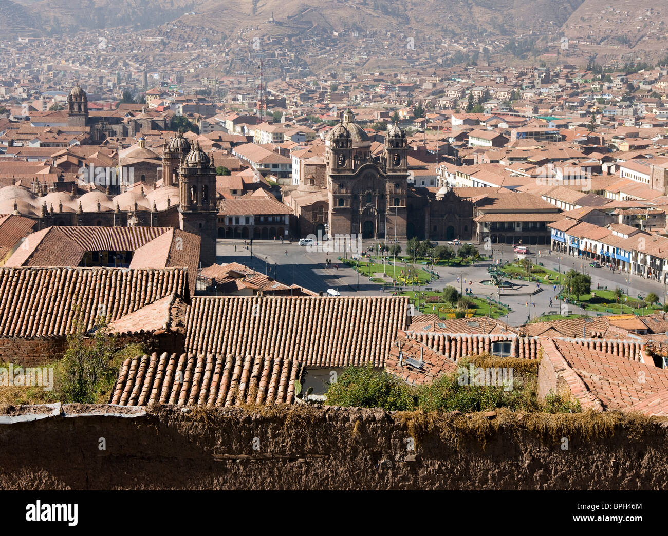 Peru. Cusco. Overview of the historical center of Cusco Stock Photo - Alamy